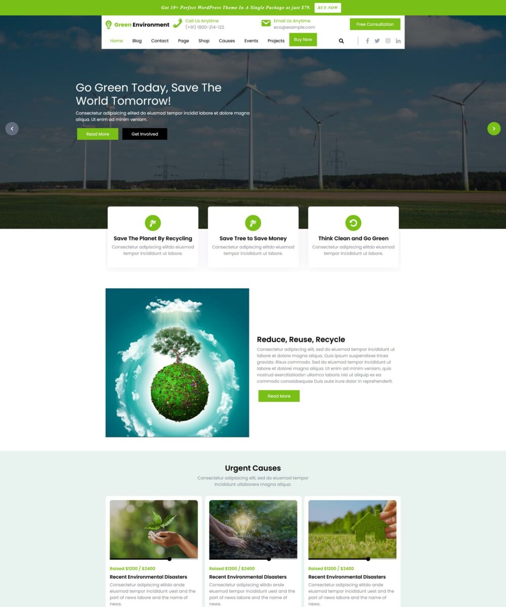 16 Best Free Eco Nature Environment WordPress Themes 2024 - freshDesignweb